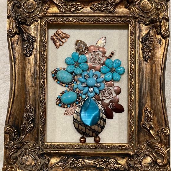 Art | Dazzling Jewelry Art Collage Vintage Ornate Goldcopper Frame ...